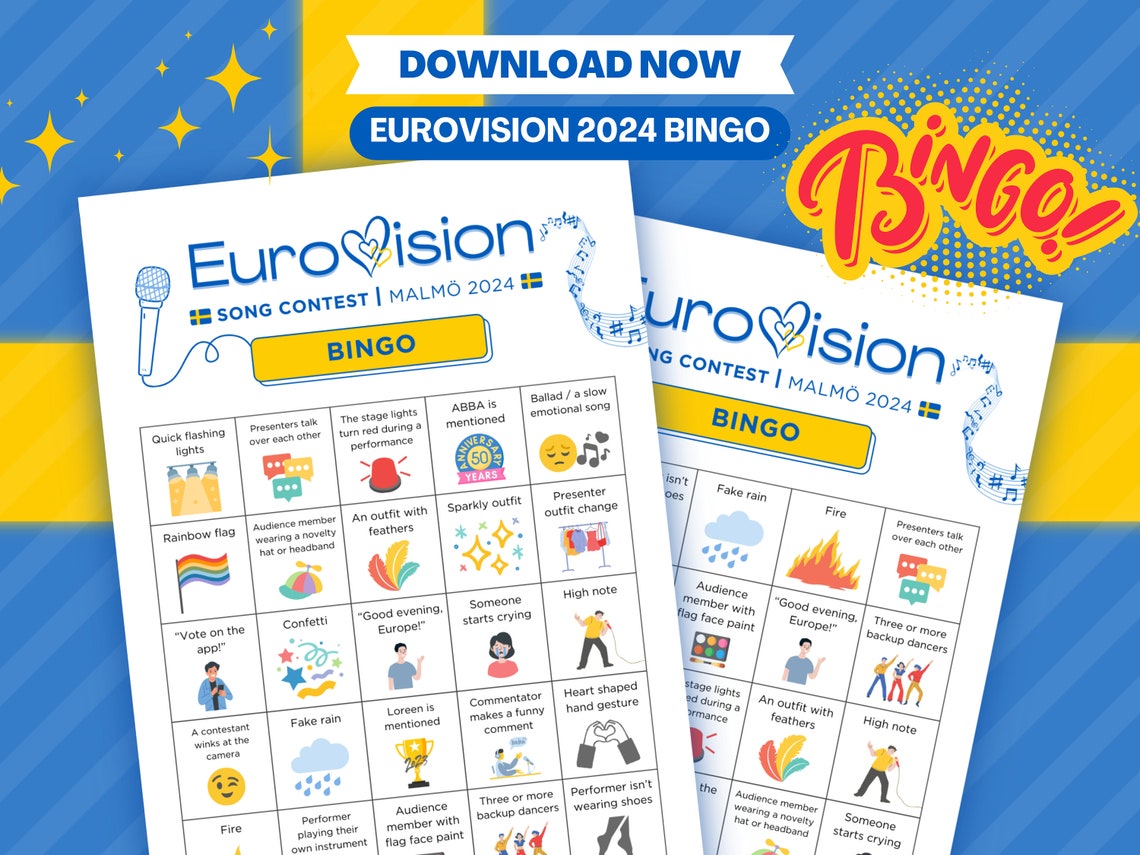 Eurovision 2024 Bingo Sheets 12 Player Cards Eurovision Song Contest ...
