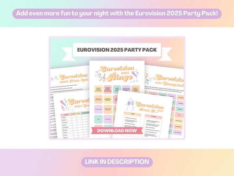 Eurovision 2025 Bingo Sheets (15 Player Cards) | Eurovision Song ...