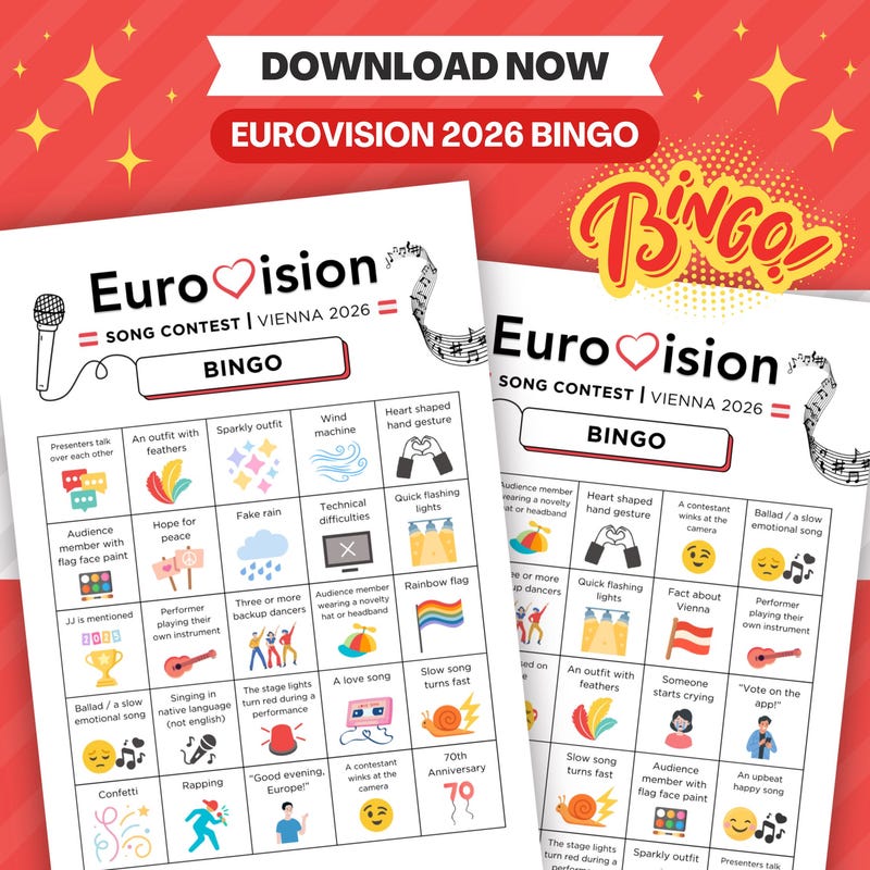 Eurovision 2026 Bingo - Etsy