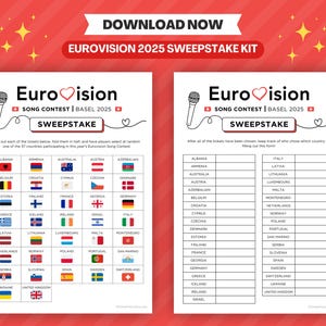 Eurovision 2025 Sweepstake Kit | Eurovision Song Contest Party Game ...