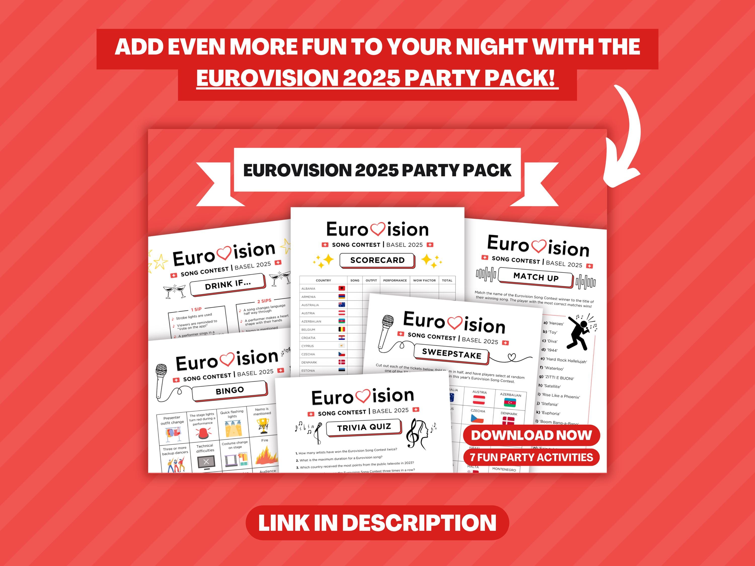 Eurovision 2025 Bingo Sheets (15 Player Cards) | Eurovision Song ...