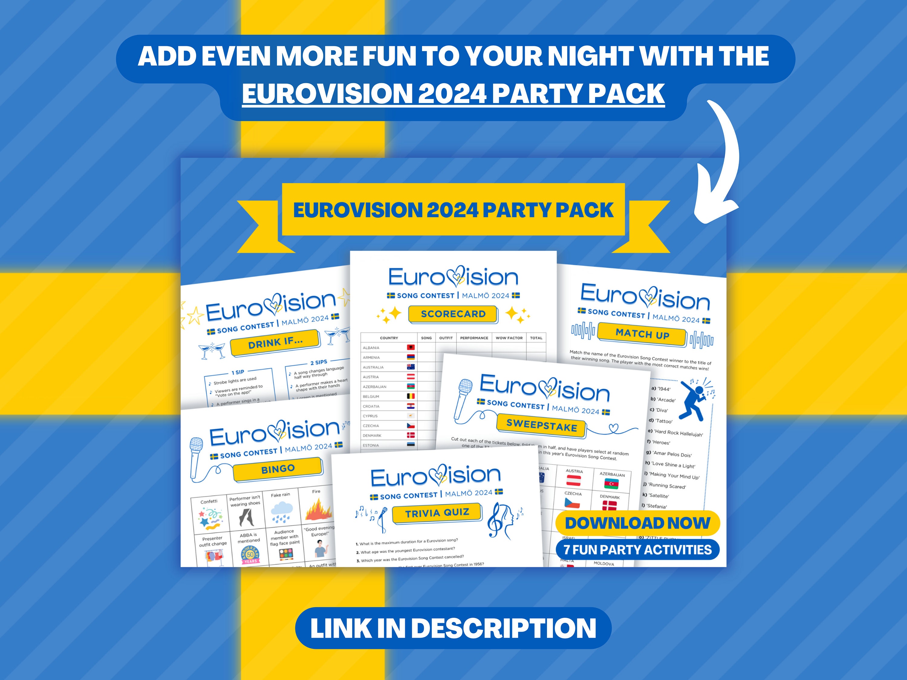 Eurovision 2024 Bingo Sheets 12 Player Cards Eurovision Song Contest ...