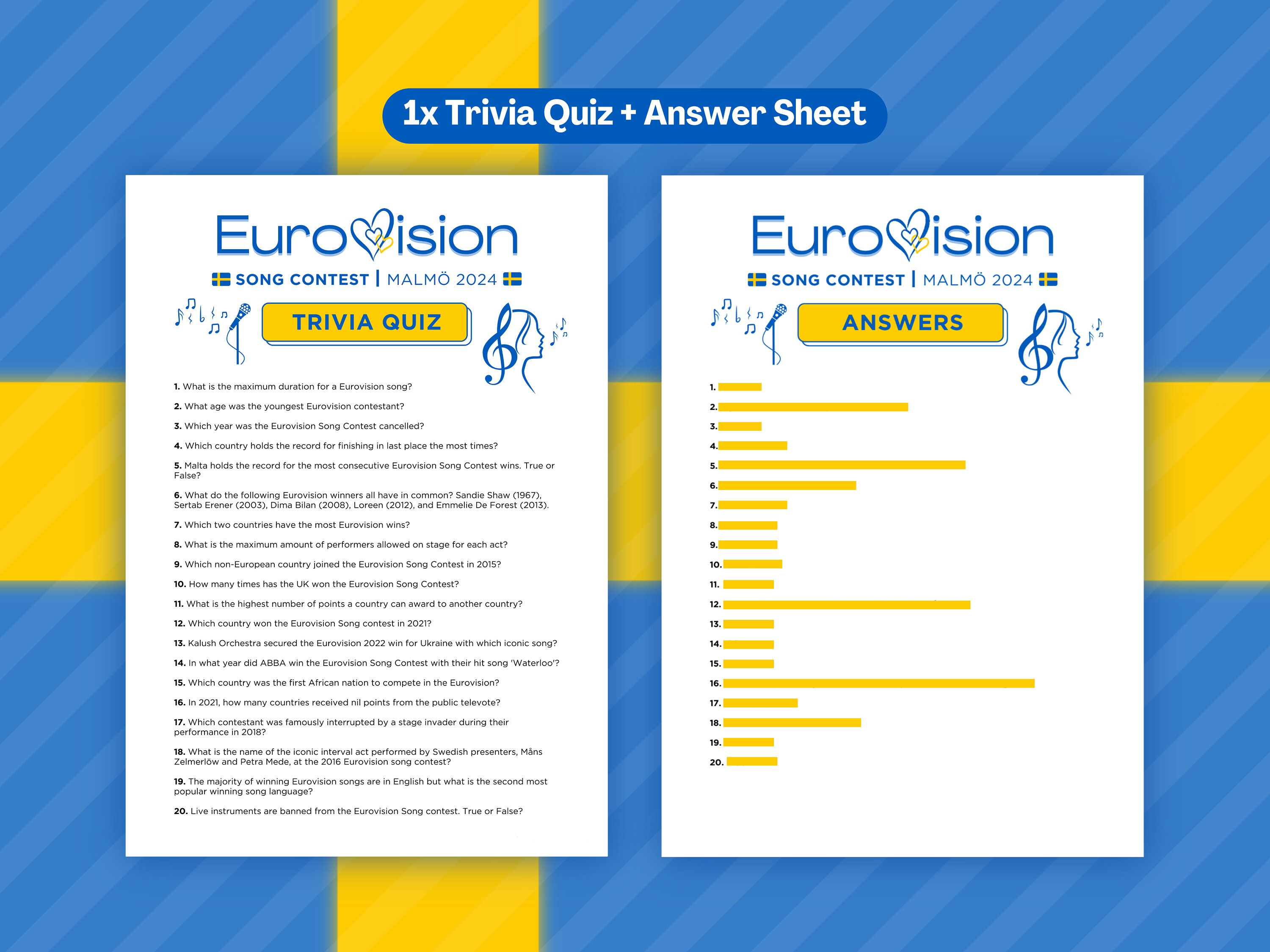 Eurovision 2024 Party Pack Party Bundle Eurovision Song Contest Party ...