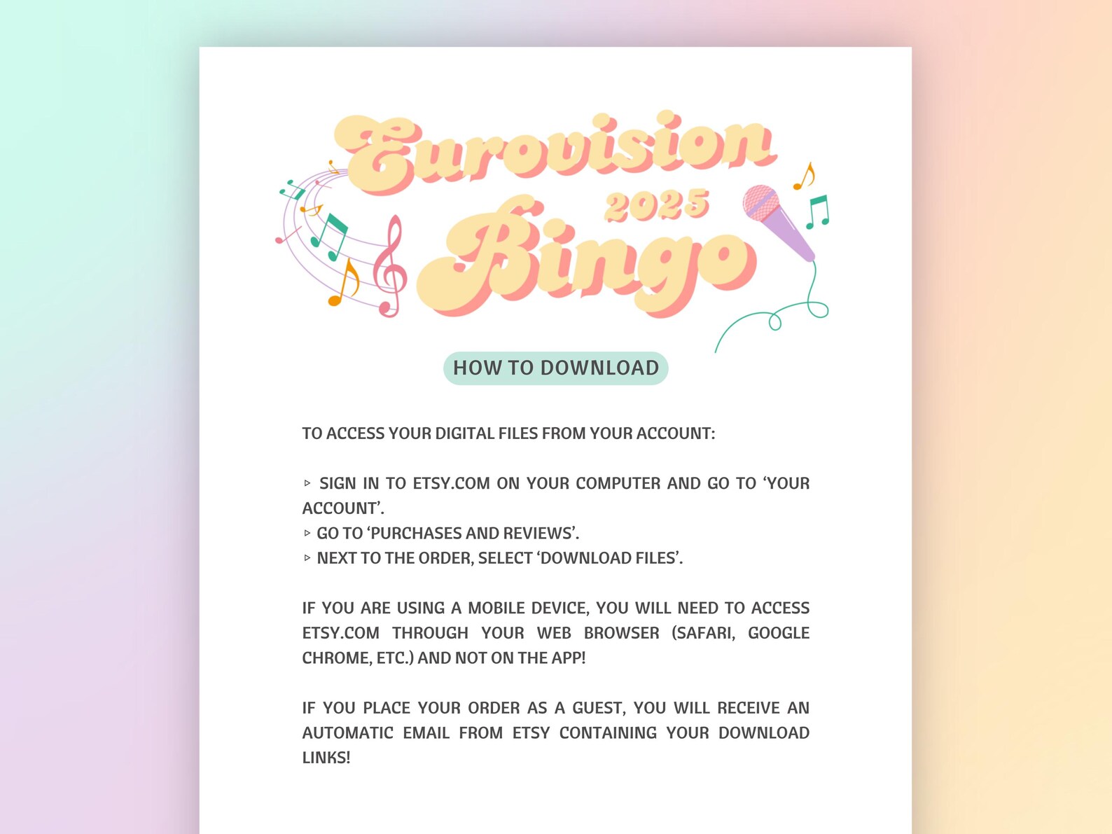 Eurovision 2025 Bingo Sheets (15 Player Cards) | Eurovision Song ...