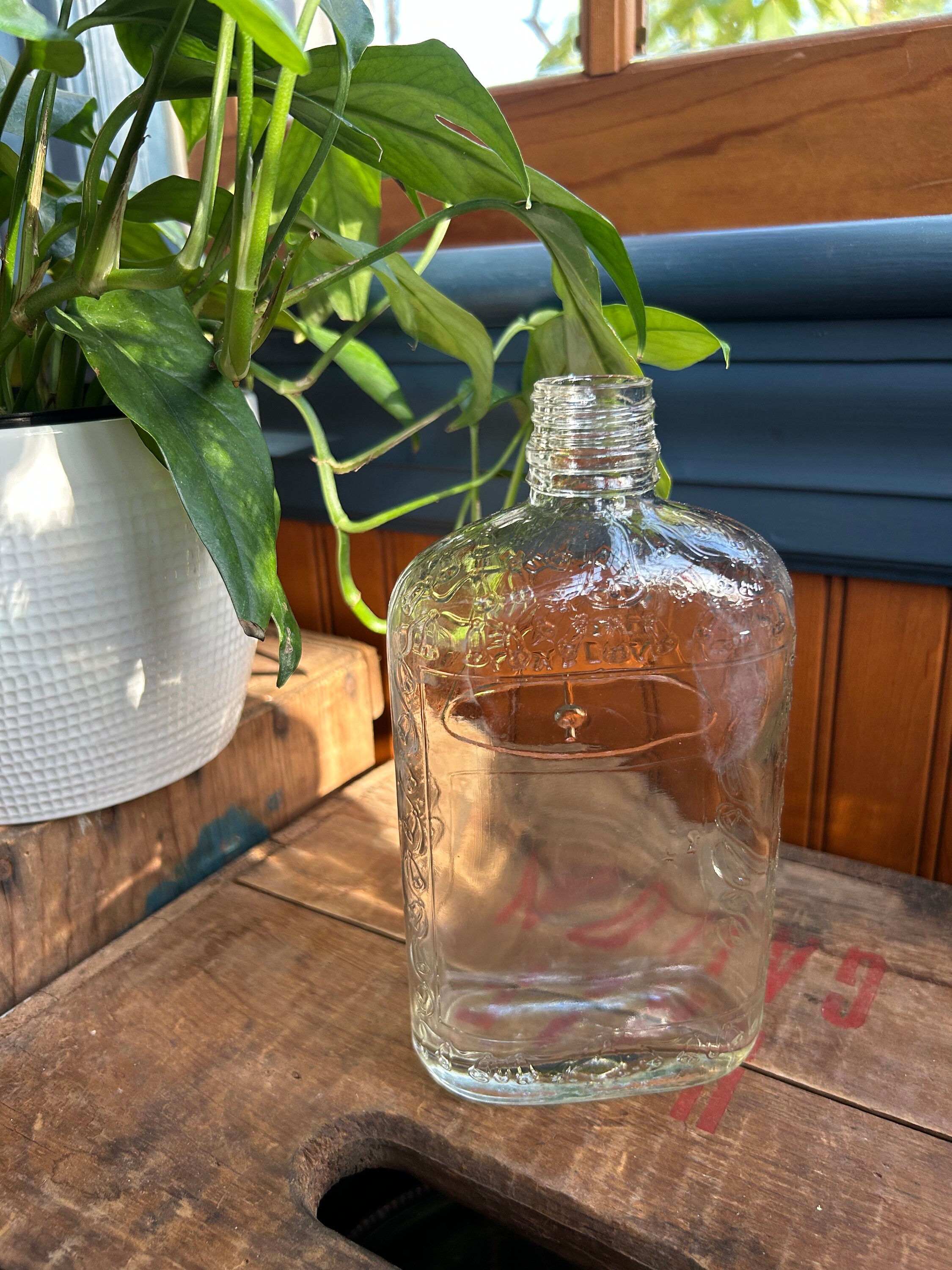 Vintage Golden Wedding Pure Rye Whiskey Glass Bottle - Etsy