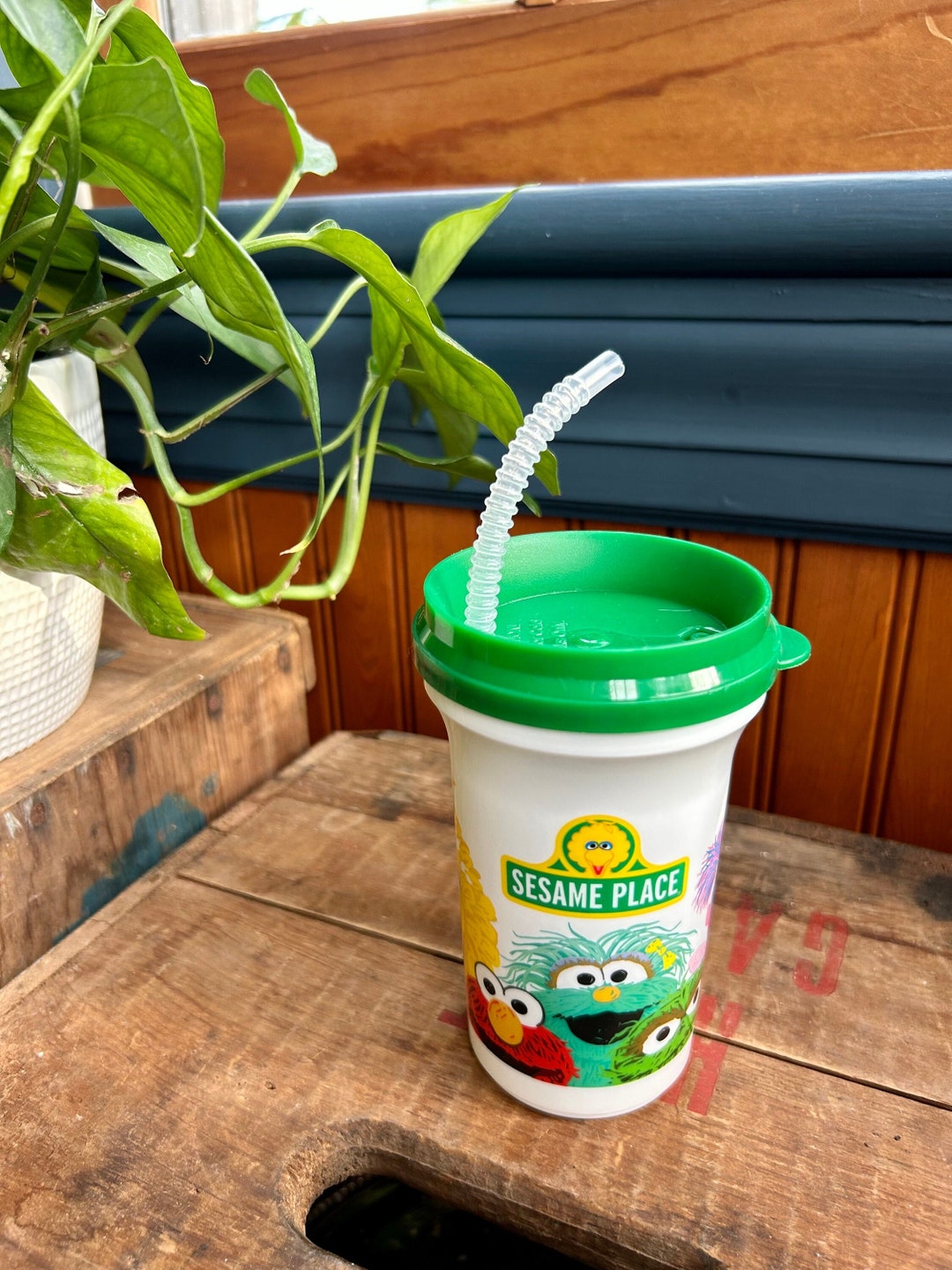 Vintage Sesame Place Plastic Cup With Straw - Etsy