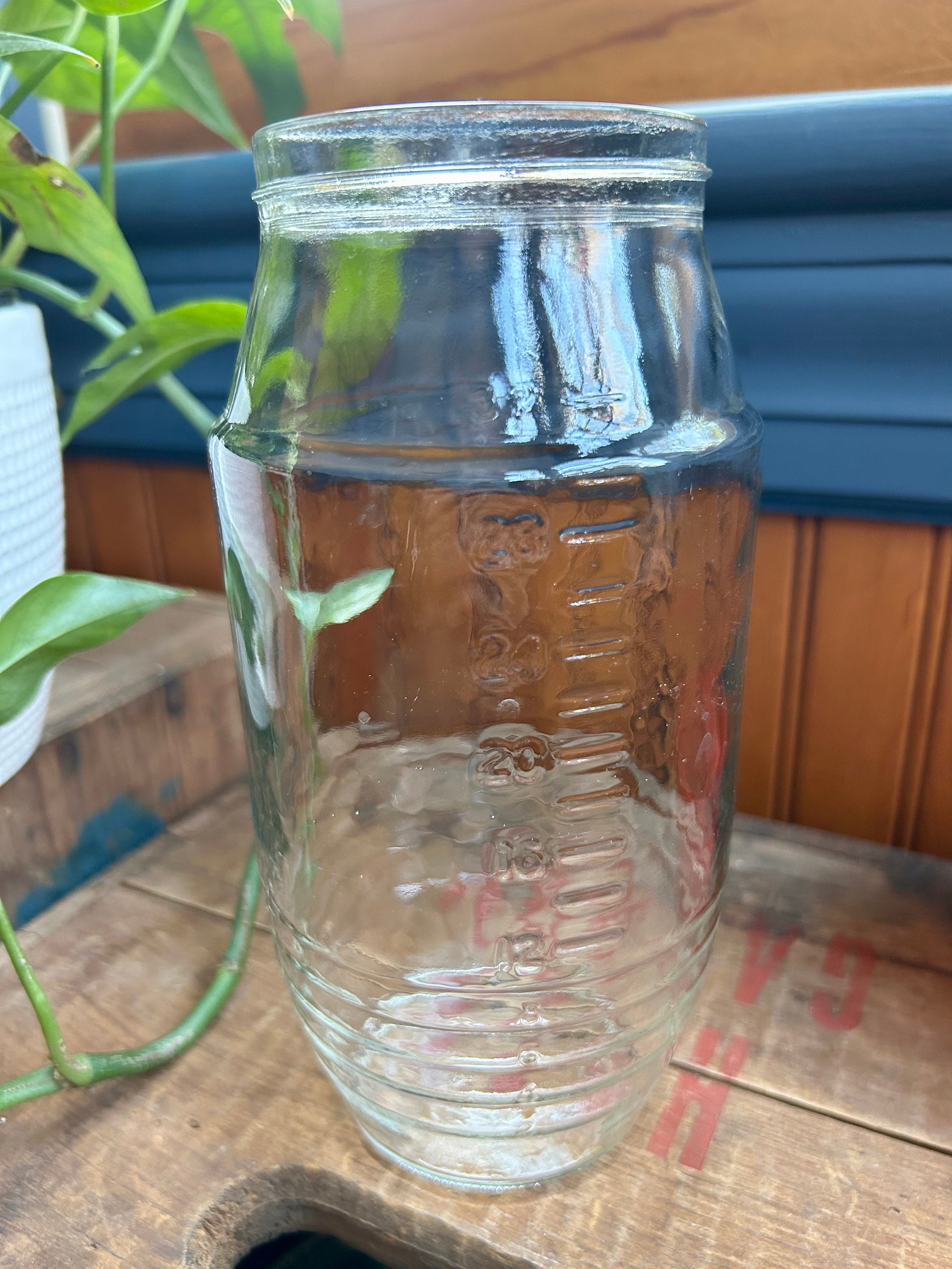 Vintage 32 Fl Oz Measuring Jar/canister With Red Lid - Etsy