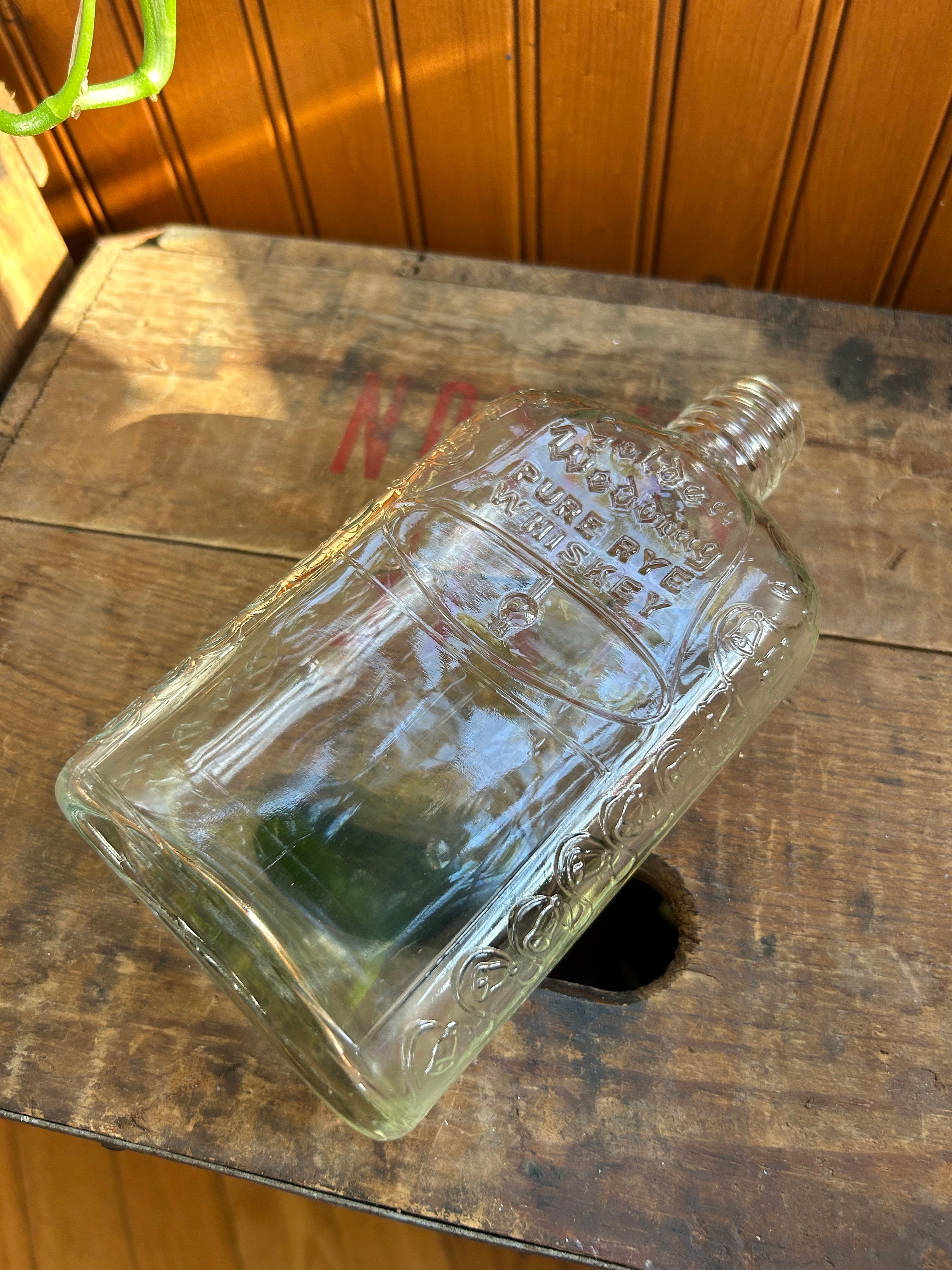 Vintage Golden Wedding Pure Rye Whiskey Glass Bottle - Etsy