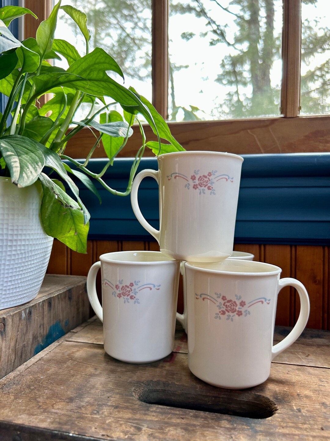 Set of 4 Vintage Corning Corelle English Breakfast Pattern - Etsy