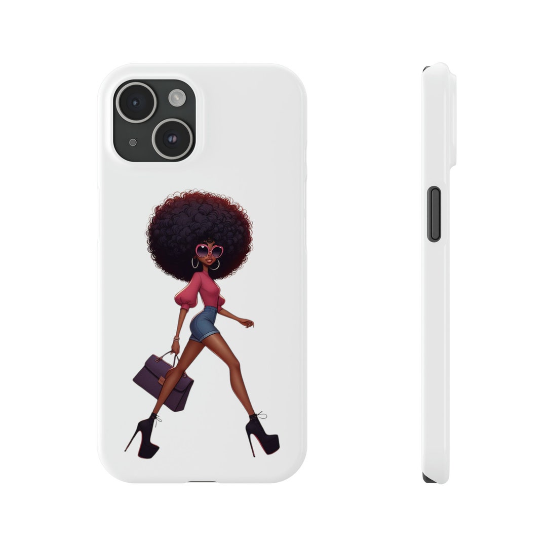 Black Girl Huge Afro Slim Phone Cases - Etsy