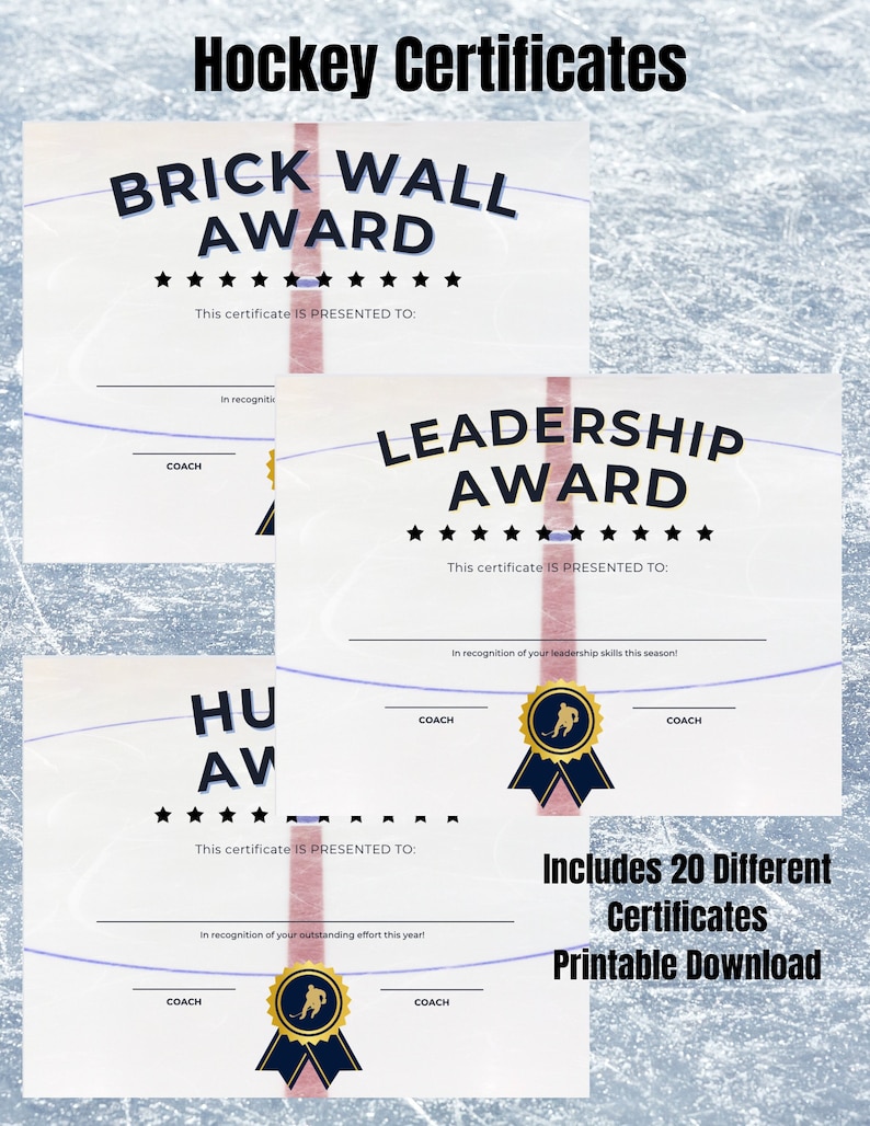 Hockey Awards/certificates Digital Download/printables - Etsy