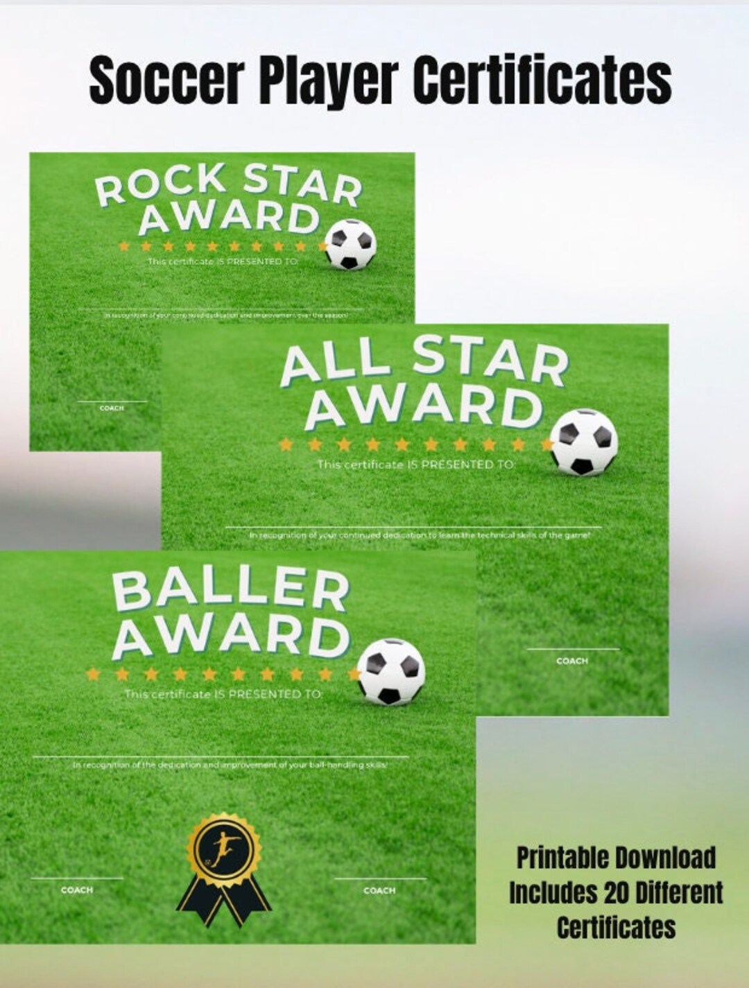 Soccer Player Awards/certificates Digital Download/printable - Etsy