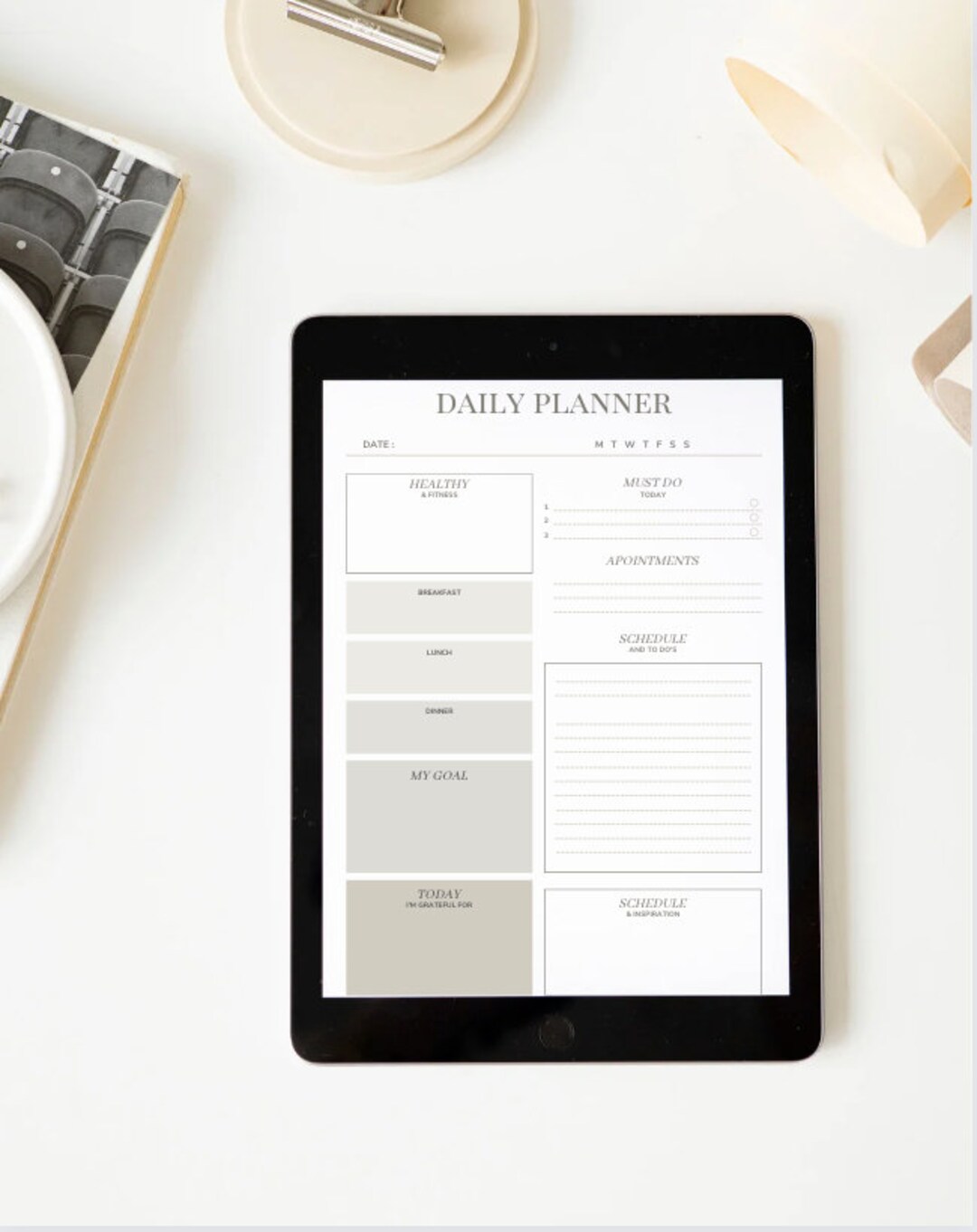 Minimalistic Daily Planner Worksheet - Etsy