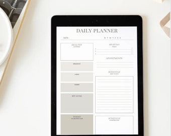 Minimalistic Daily Planner Worksheet - Etsy
