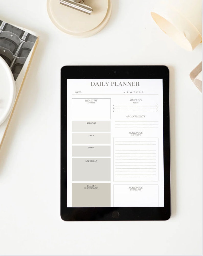 Minimalistic Daily Planner Worksheet - Etsy