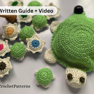 Crochet Turtle Memory Game, Written Guide With Pictures and Video, English Pattern Tutorial ...