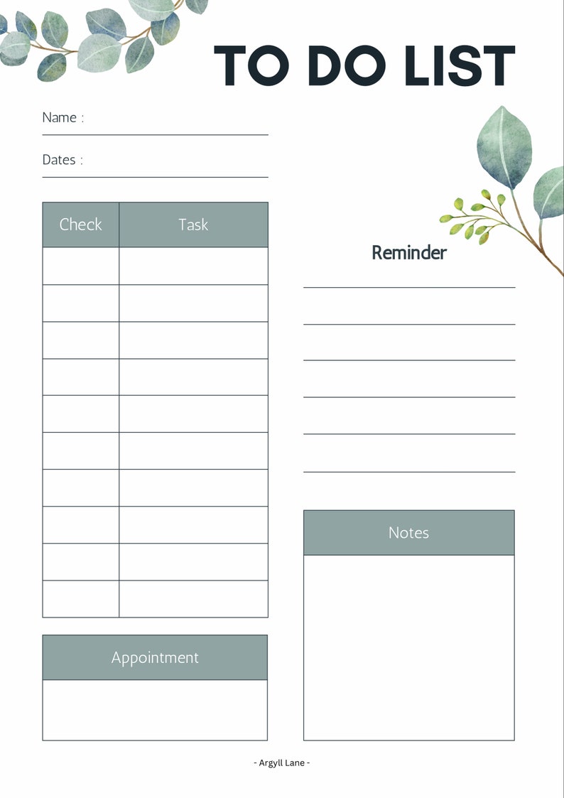To Do List Printable Simple Tasks List Template Productivity Planner A4 ...
