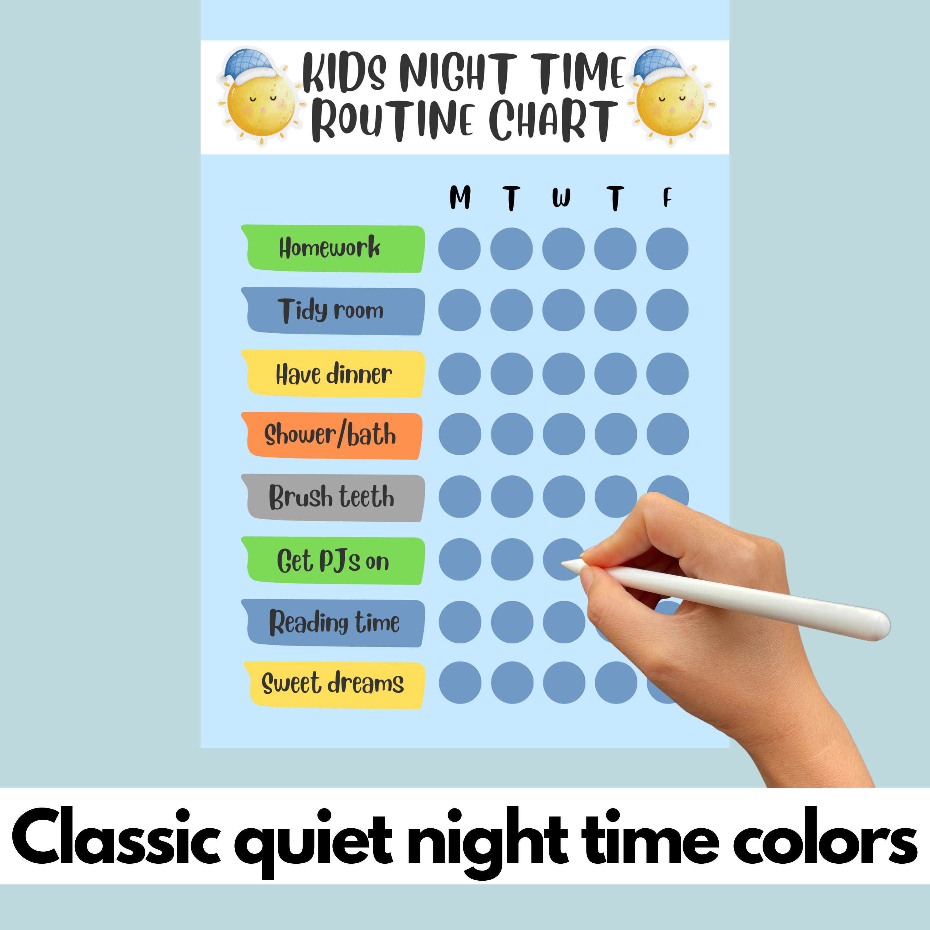 Kids Night Routine Family Chore Chart Kids Chore Chart Night Time ...