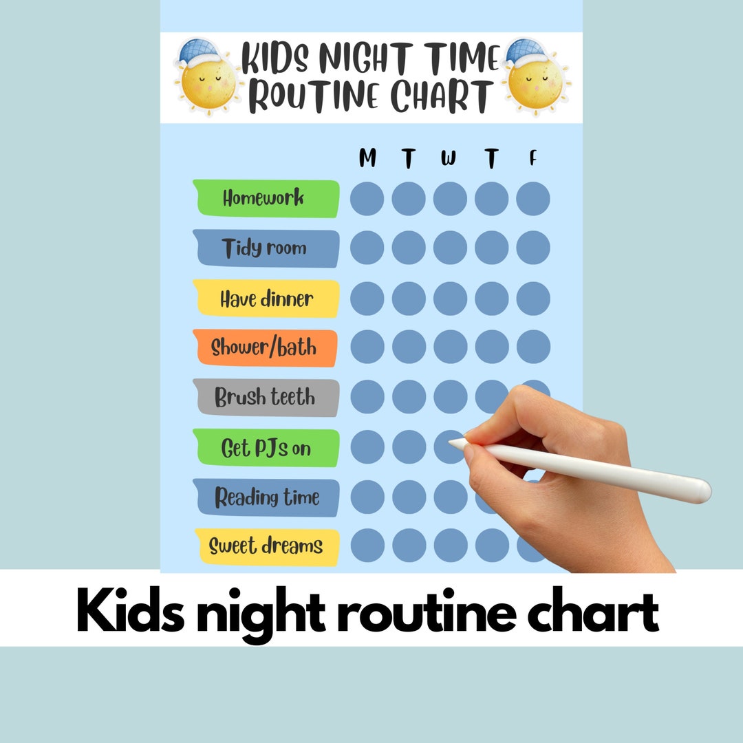 Kids Night Routine Family Chore Chart Kids Chore Chart Night Time ...