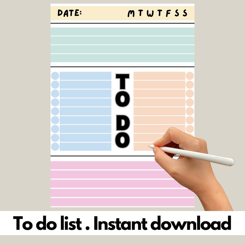 To Do List Printable Simple Tasks List Template Productivity Planner A4 ...