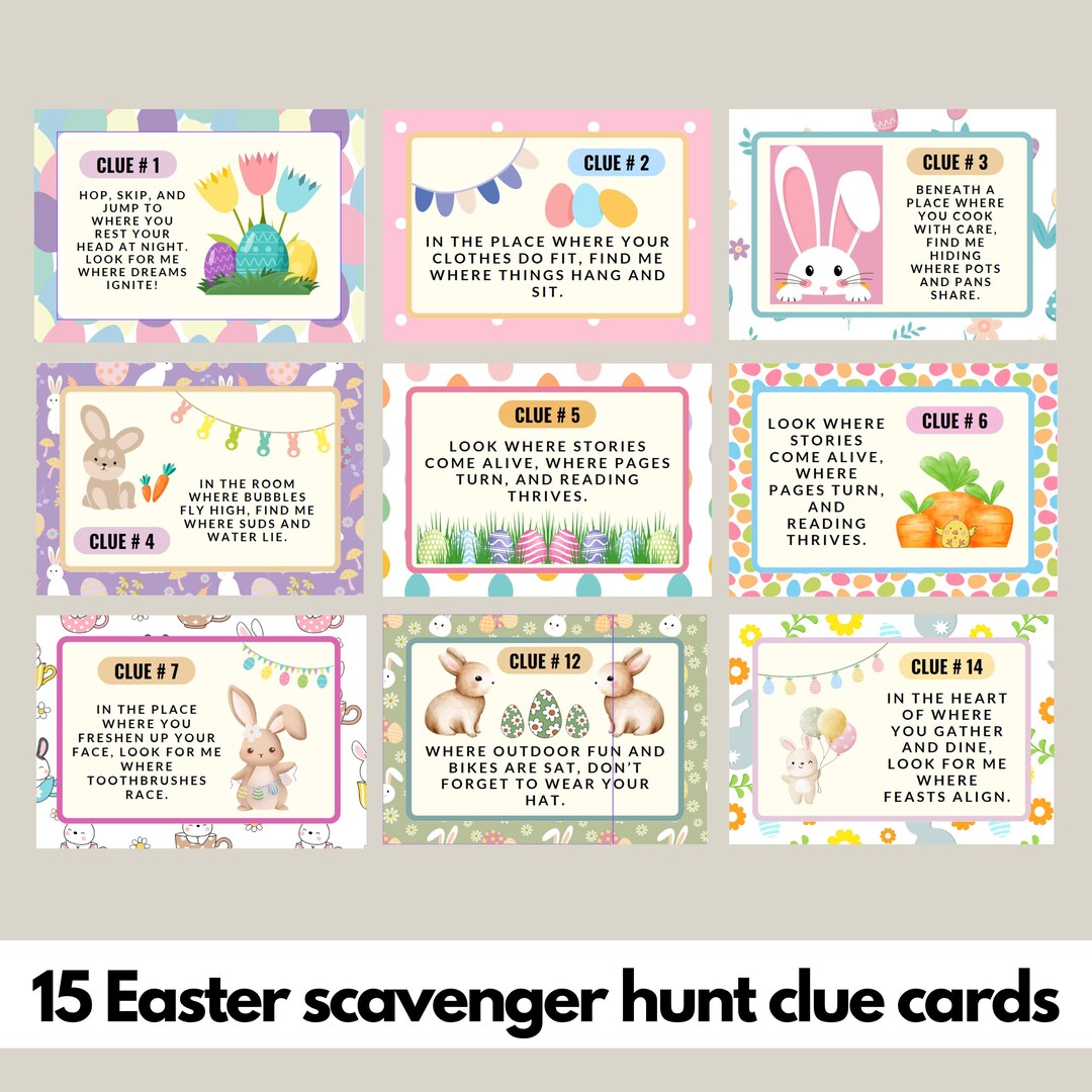 Easter Scavenger Hunt Easter Treasure Hunt Easter Clue Cards Kids ...