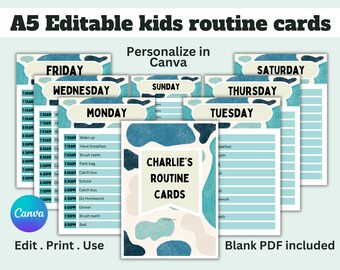 Editable Rainbow Kids Daily Checklist, Kids Checklist, Kids Daily ...