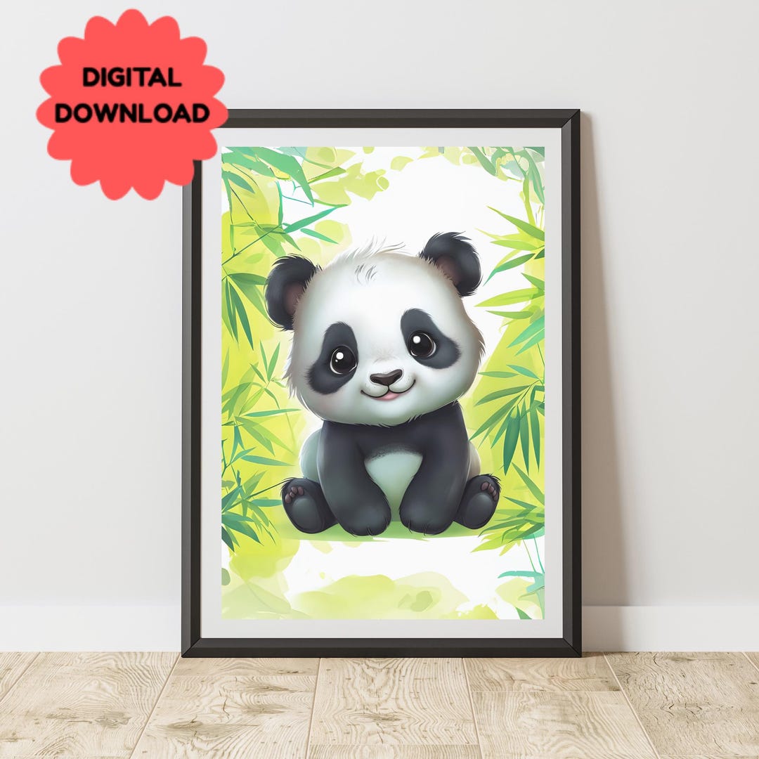 Baby Panda Wall Art | Nursery Printable | Panda Kids Room | Cartoon ...