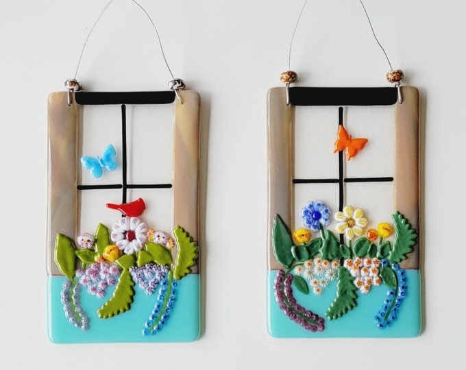 Window Flower Box Hanger/ Fused Glass - Etsy