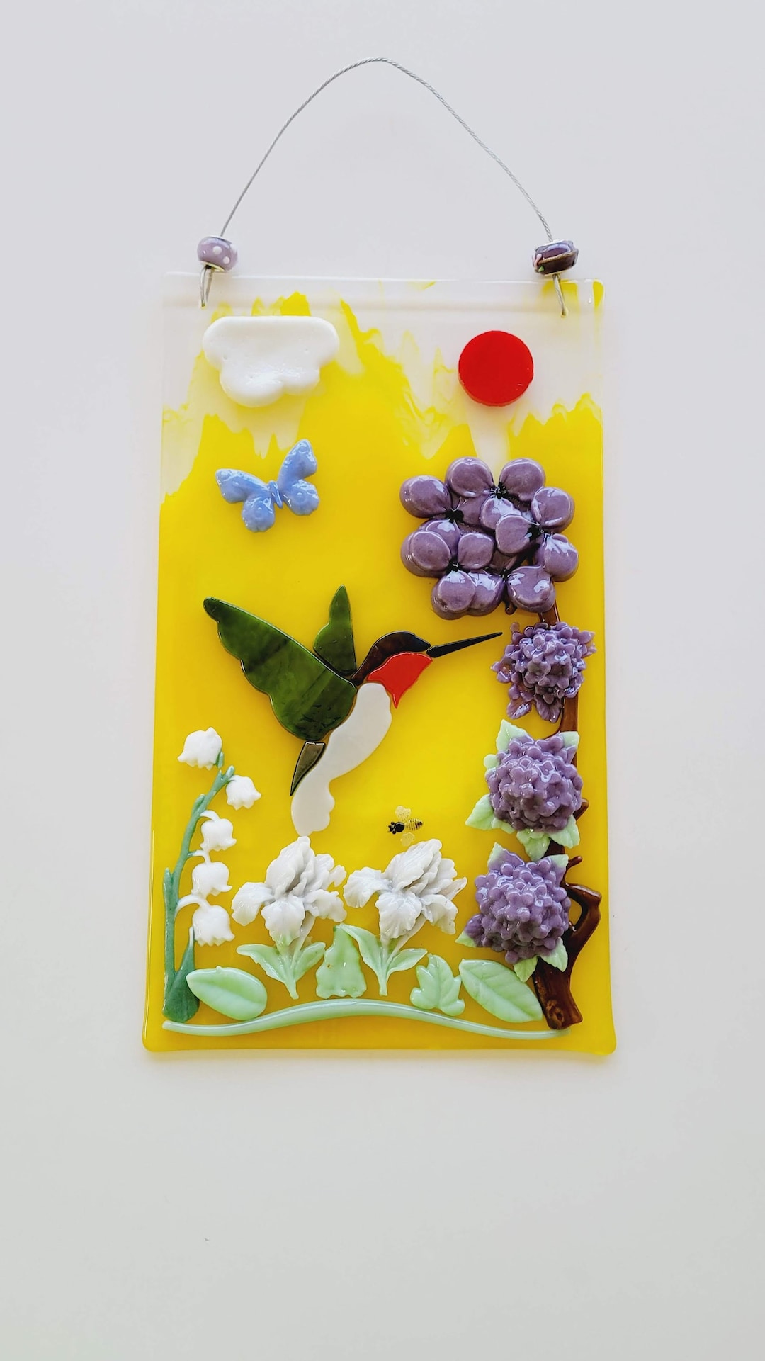 Hummingbird Fused Glass Suncatcher/ FREE SHIPPING - Etsy