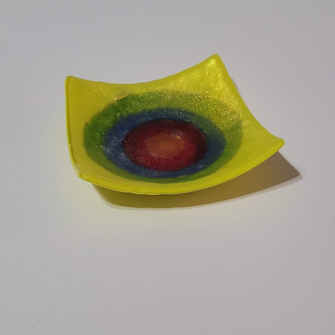 Yellow Bullseye Dish /fused Glass - Etsy