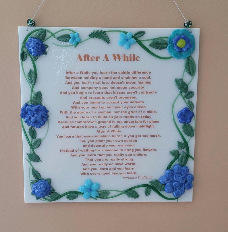 Poem After A While / Fused Glass Suncatcher/ FREE SHIPPING - Etsy
