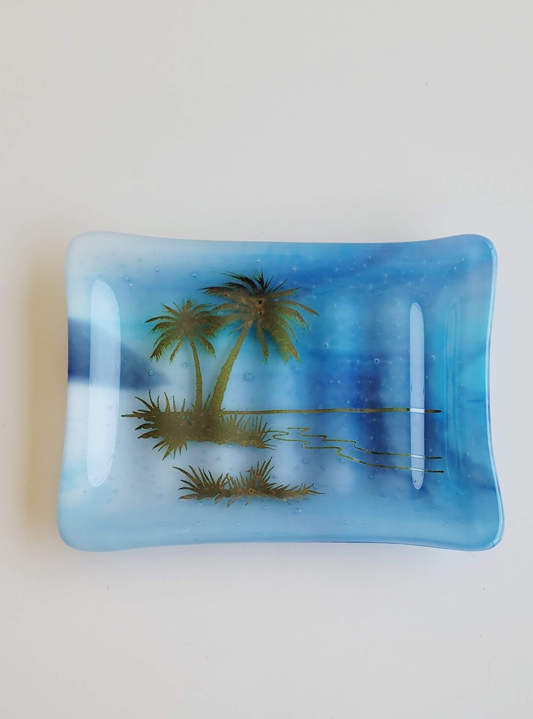 Blue Beach Scene Soap Dish/ Fused Glass - Etsy