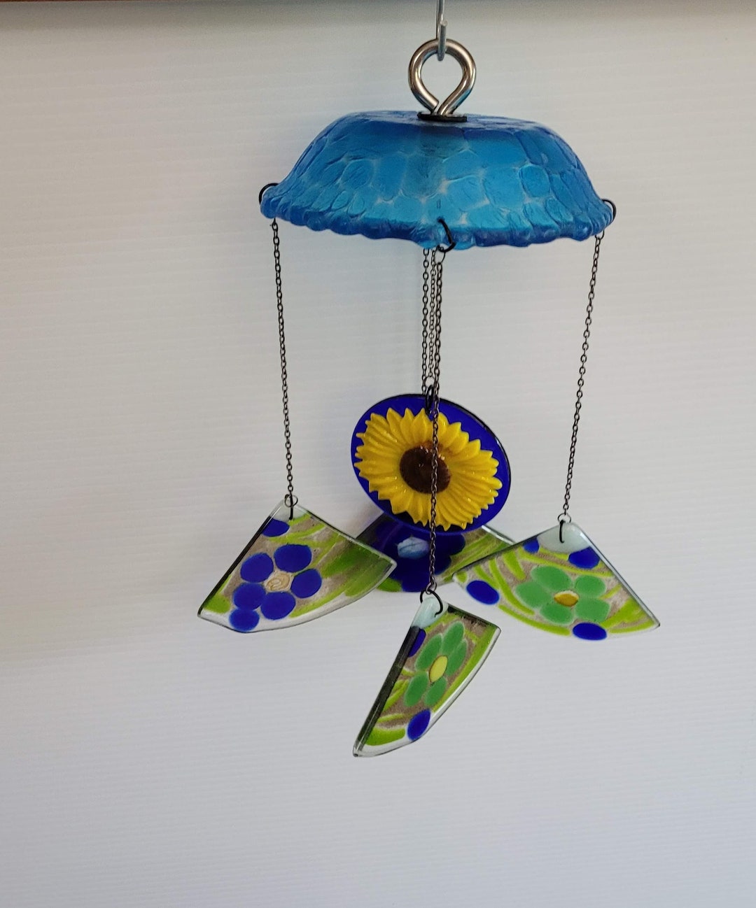 Wind Chime Sunflower / Fused Glass/ FREE SHIPPING - Etsy