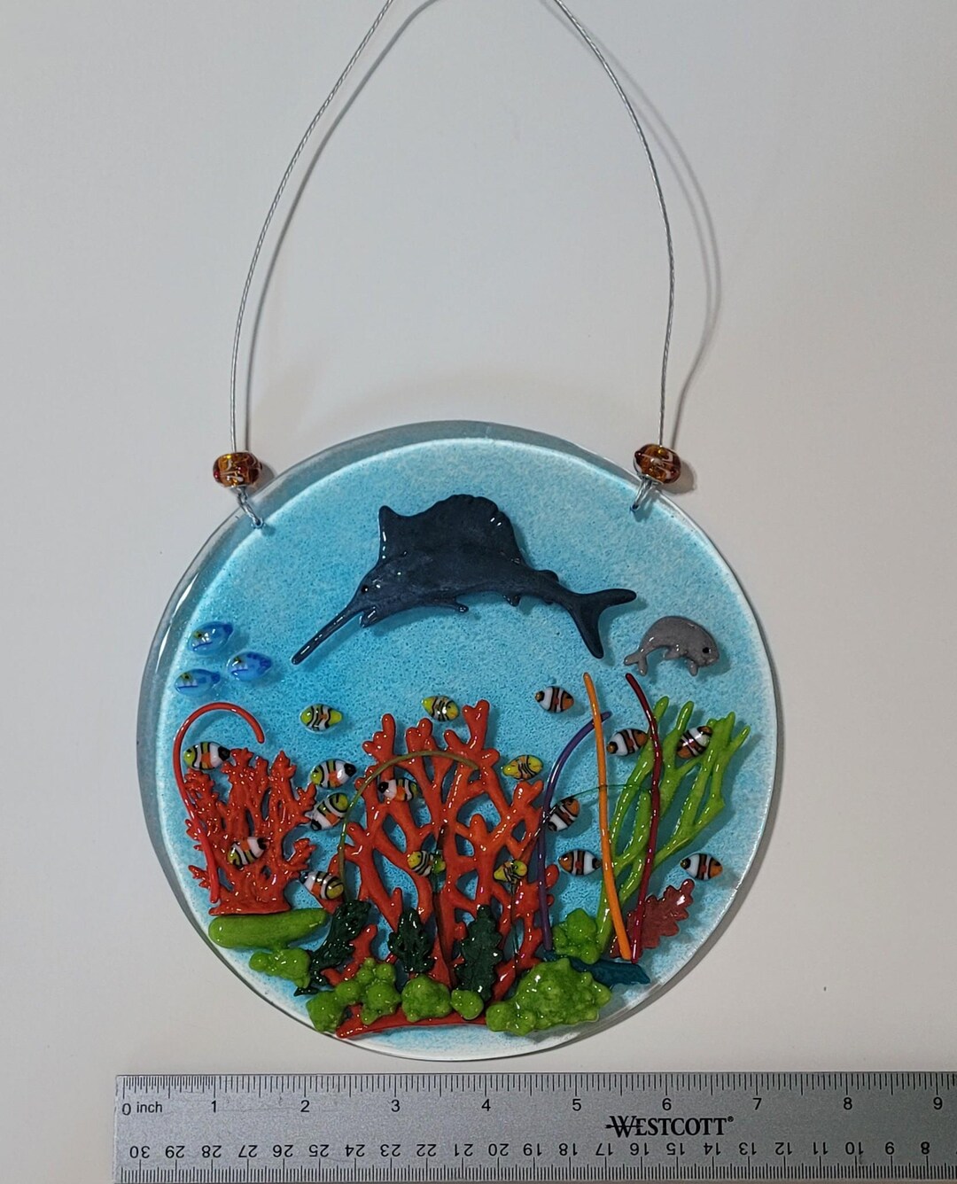 Marlin (swordfish) Scene Suncatcher / Fused Glass/ FREE SHIPPING - Etsy