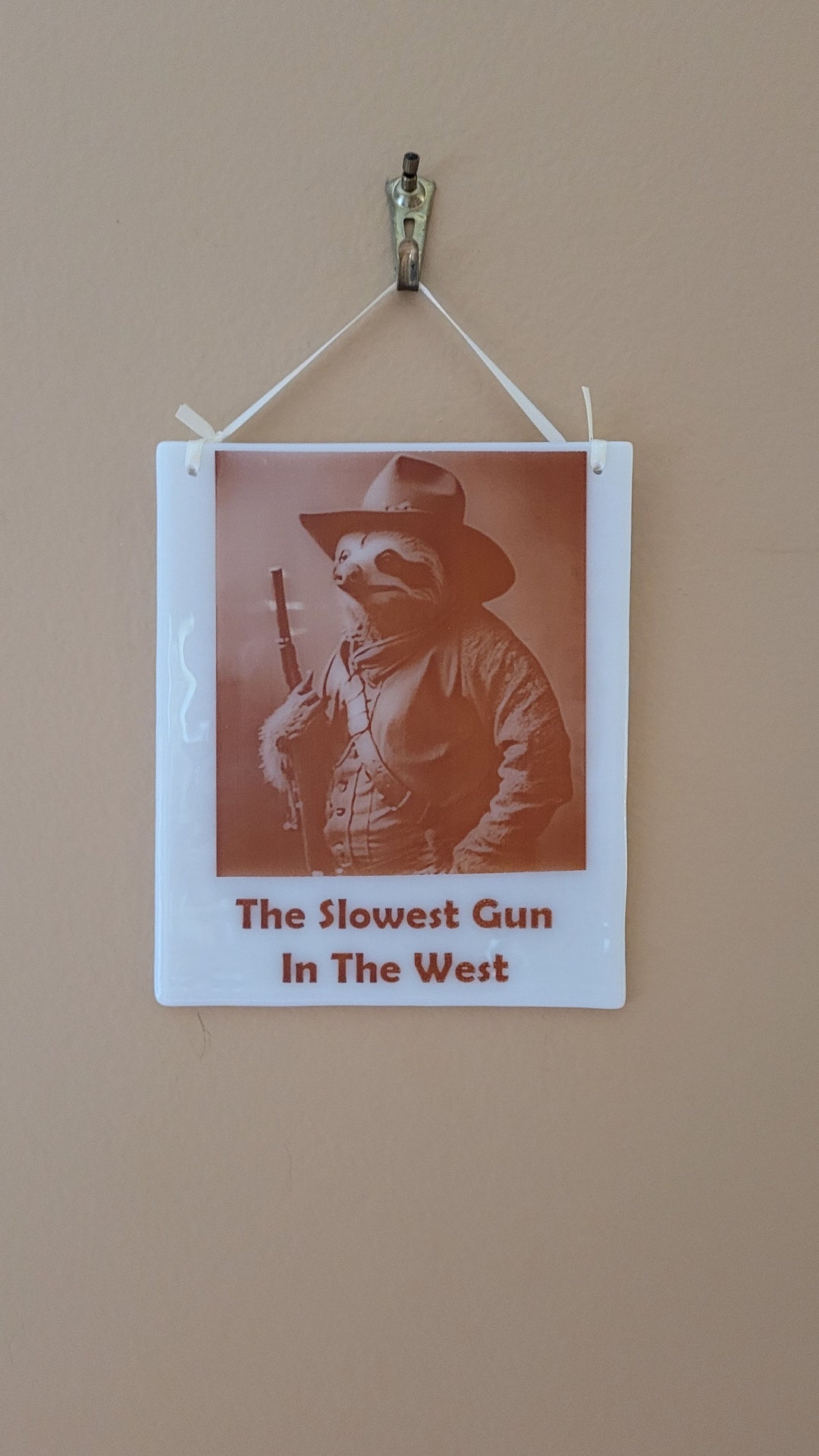 Sloth slowest Gun in the West Wall Hanging / Fused Glass / FREE ...