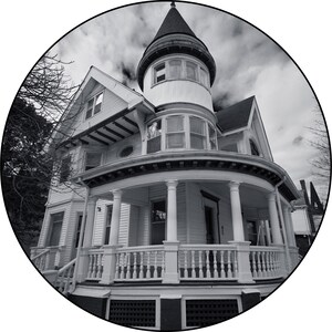Victorian House Aluminum Sign, Gothic Architecture Wall Art, Black and ...