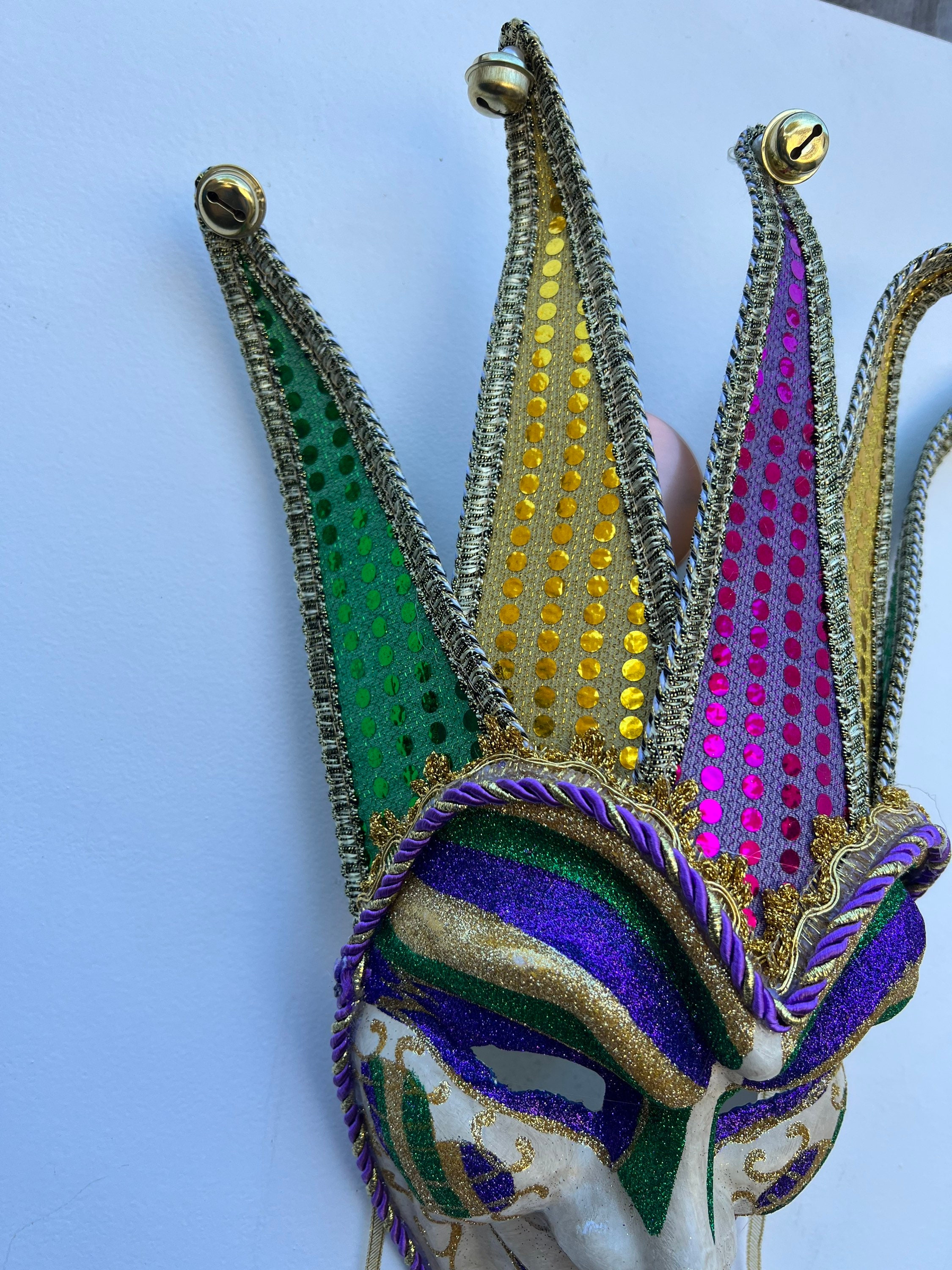 Purple Green Gold Mardi Gras Mask, Wreath Attachment, Wall Decor - Etsy