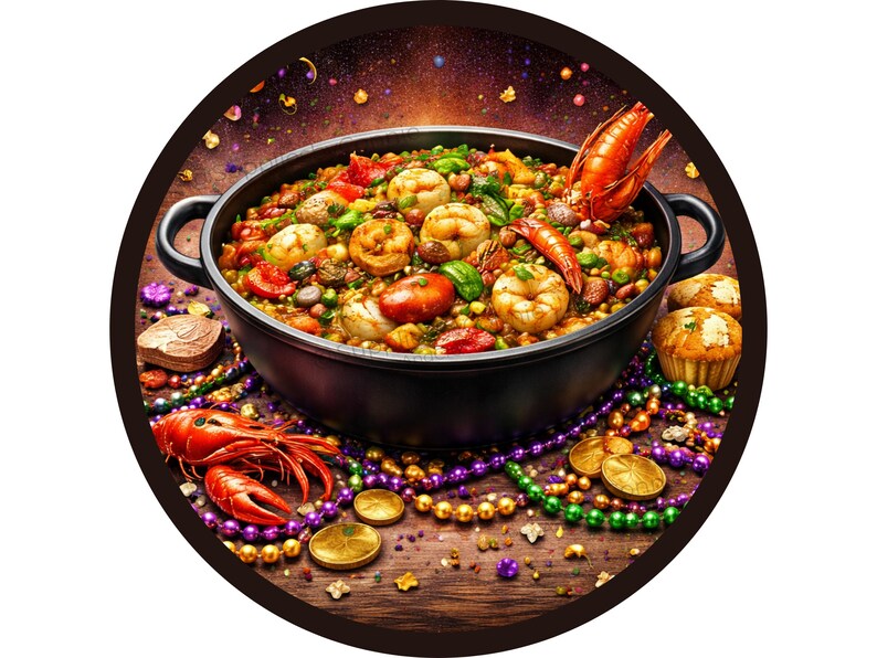 Mardi Gras Gumbo Pot Sign, Cajun Shrimp Wreath Insert, Crawfish Boil ...