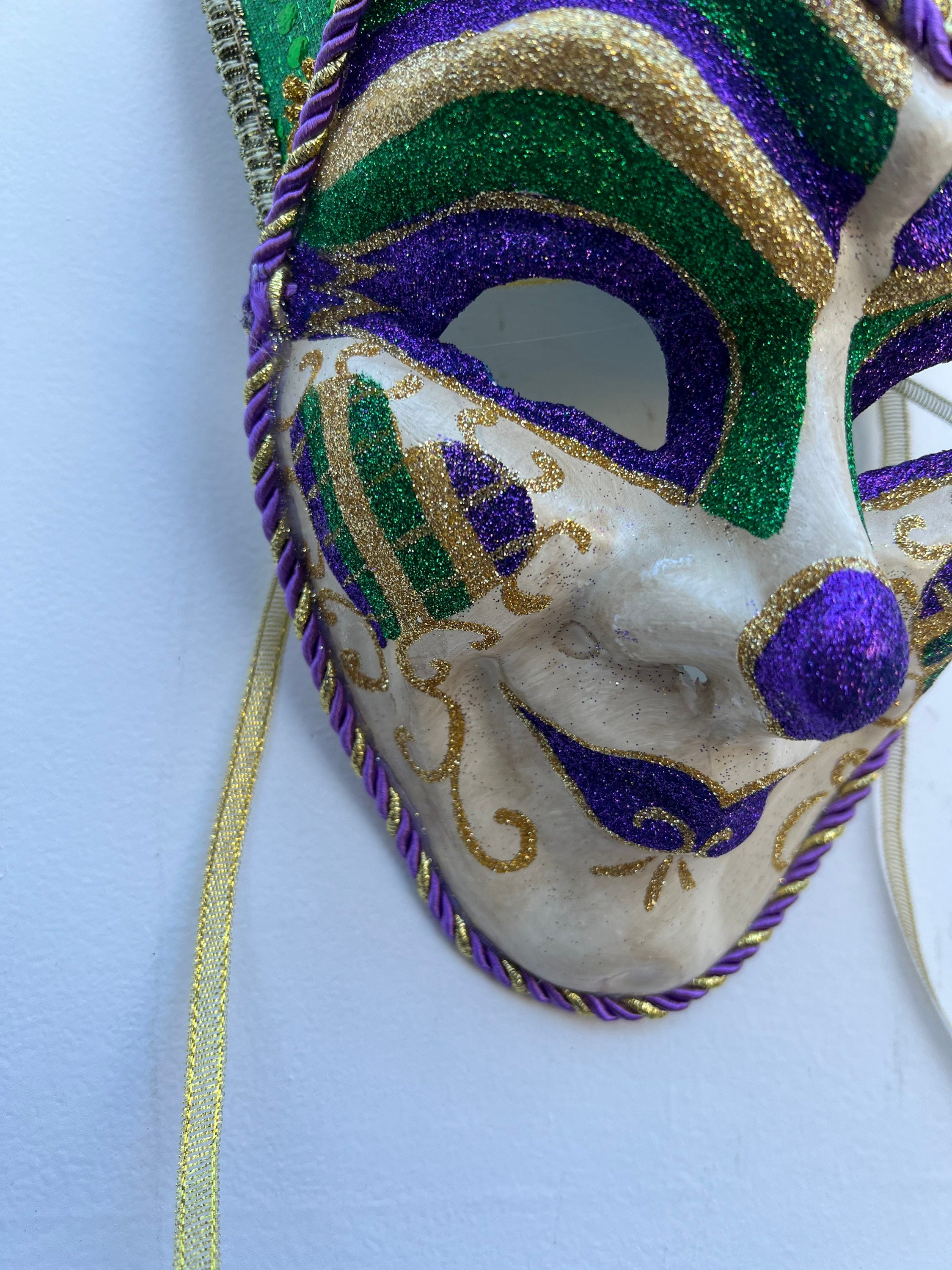 Purple Green Gold Mardi Gras Mask, Wreath Attachment, Wall Decor - Etsy