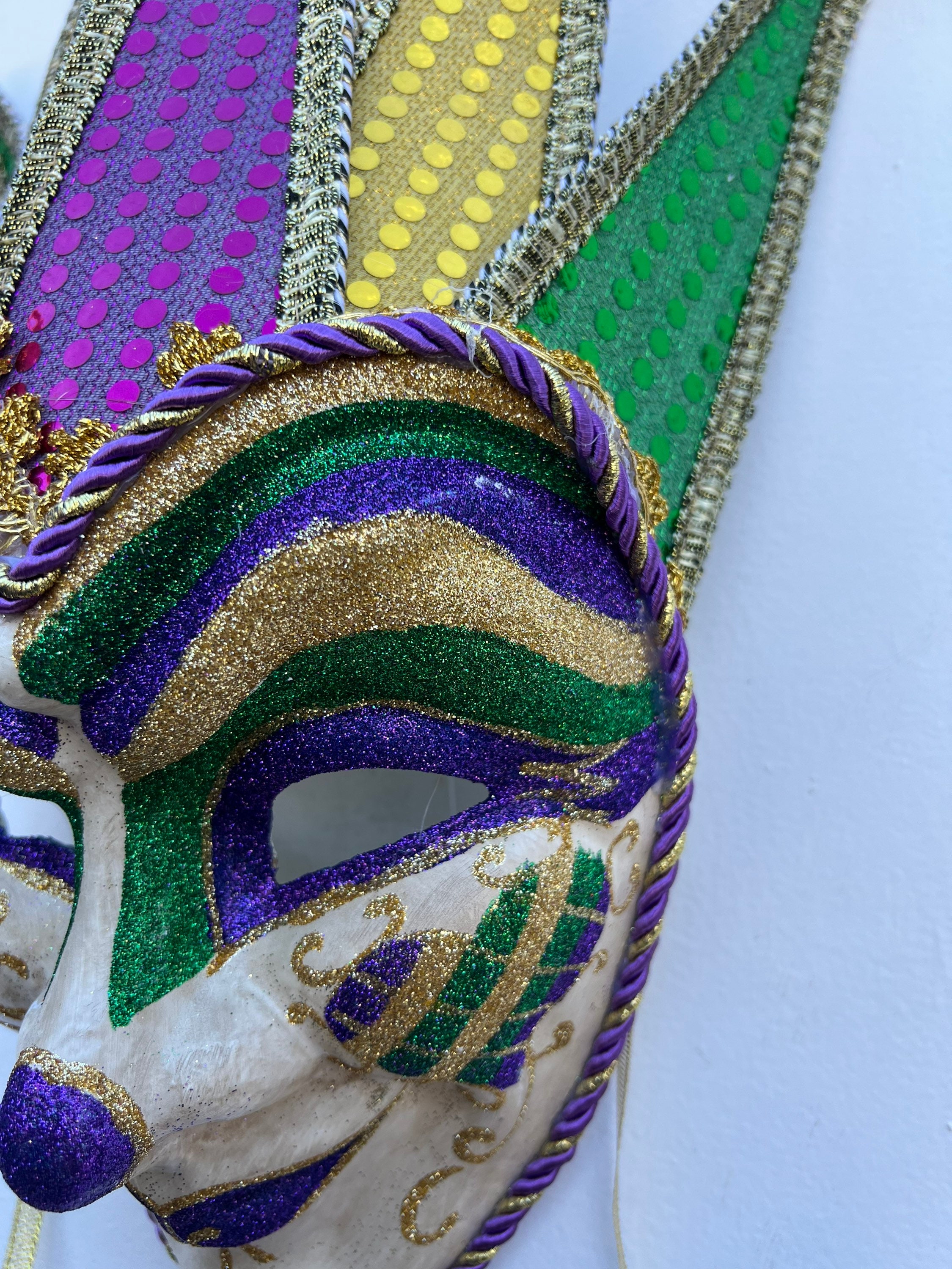Purple Green Gold Mardi Gras Mask, Wreath Attachment, Wall Decor - Etsy