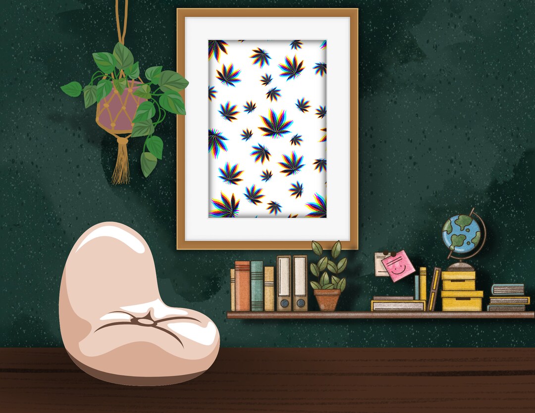 Trippy Weed, Digital Wall Art, Cut Out Your Own Photo & Add, Trippy ...