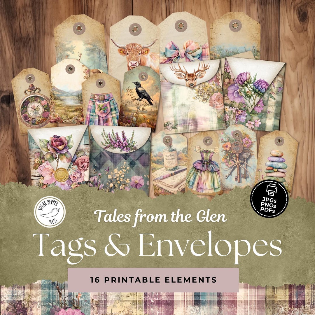 Scotland Tales From the Glen Junk Journal Tags & Envelopes | Scottish ...