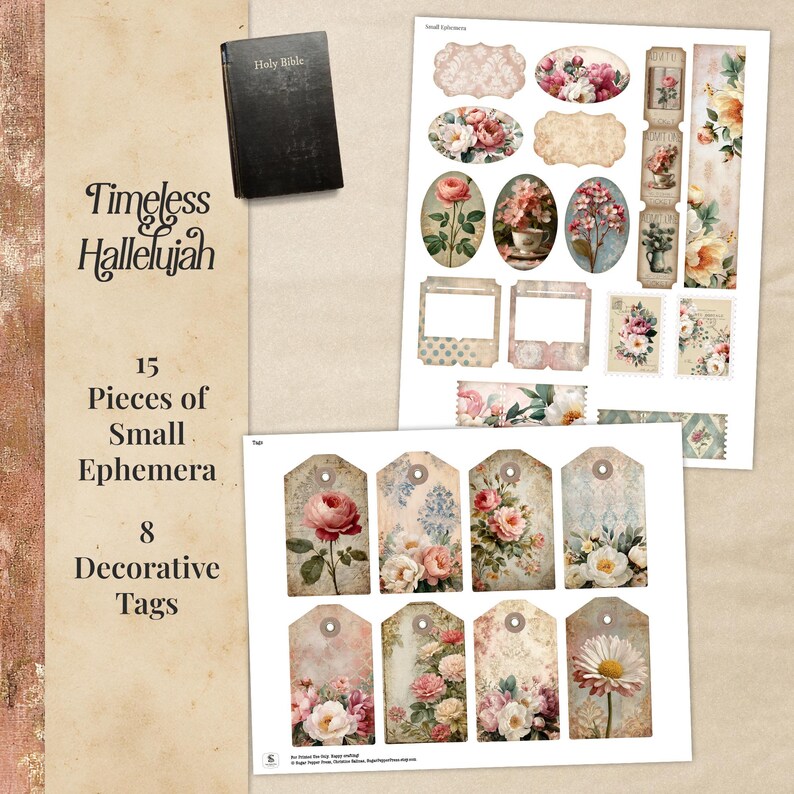 Scripture Writing Junk Journal Ephemera, Printable Bible Faith Paper ...