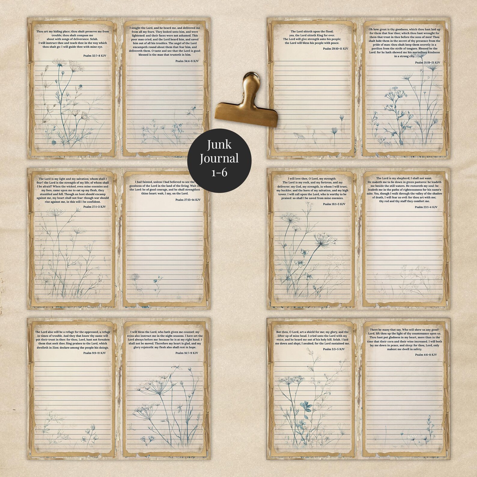 Scripture Writing Junk Journal Pages | KJV Verses, the Psalms Bible ...