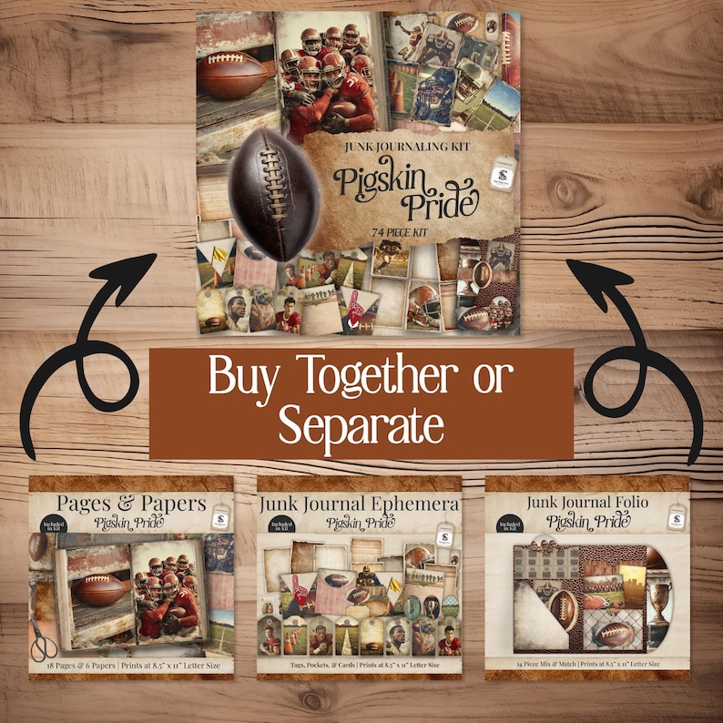 Vintage Football Junk Journal Kit, High School Sports Ephemera ...