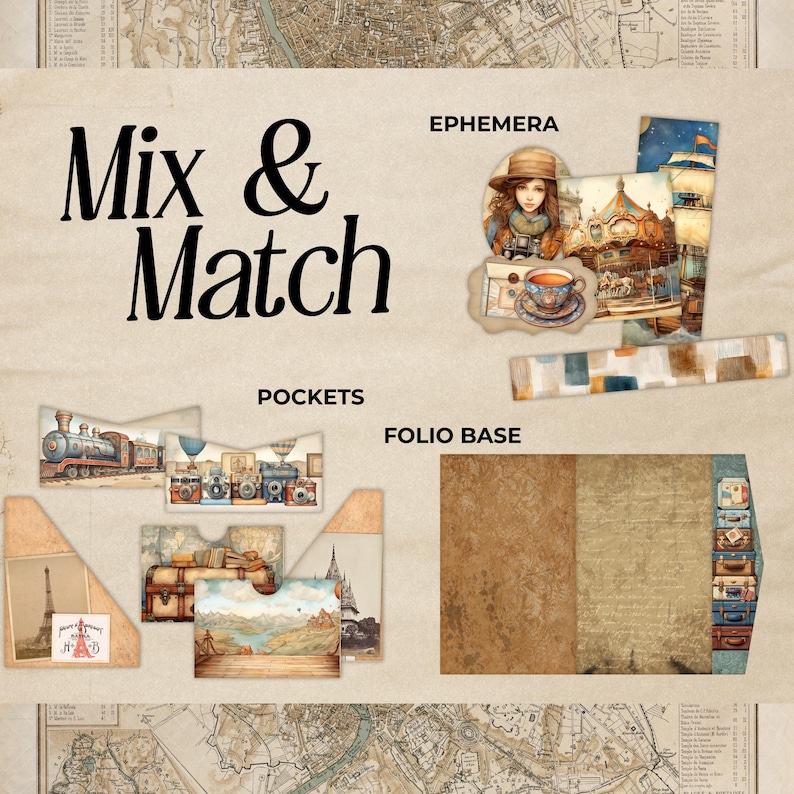 Retro Travel Junk Journal, Printable Pocket Folio Kit (digital Download) SP069 - Etsy