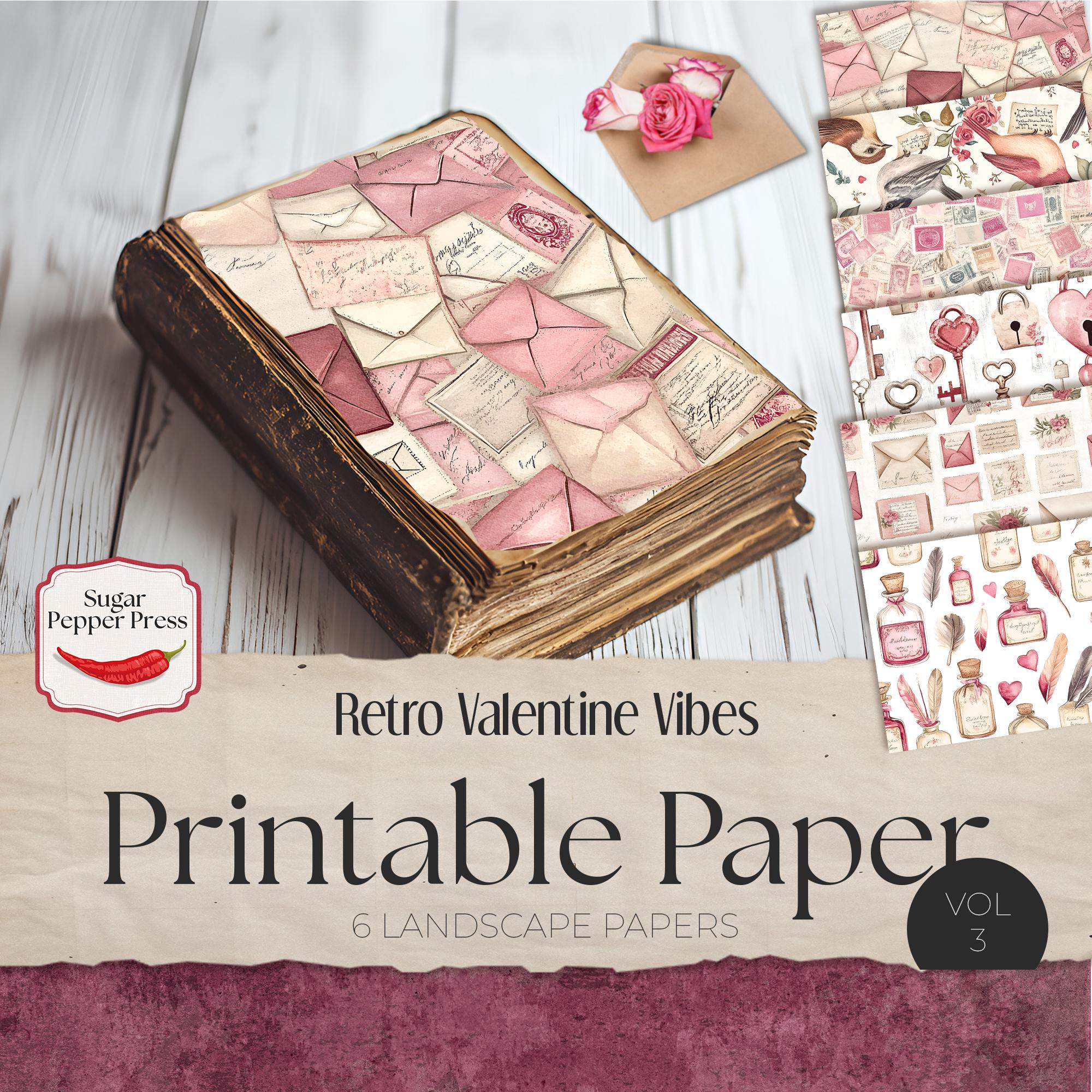 Retro Vintage Style Printable Valentine Junk Journal Paper, Vintage ...