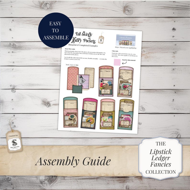 Retro Glamour Tall Skinny Library Pockets & Cards – Junk Journal ...