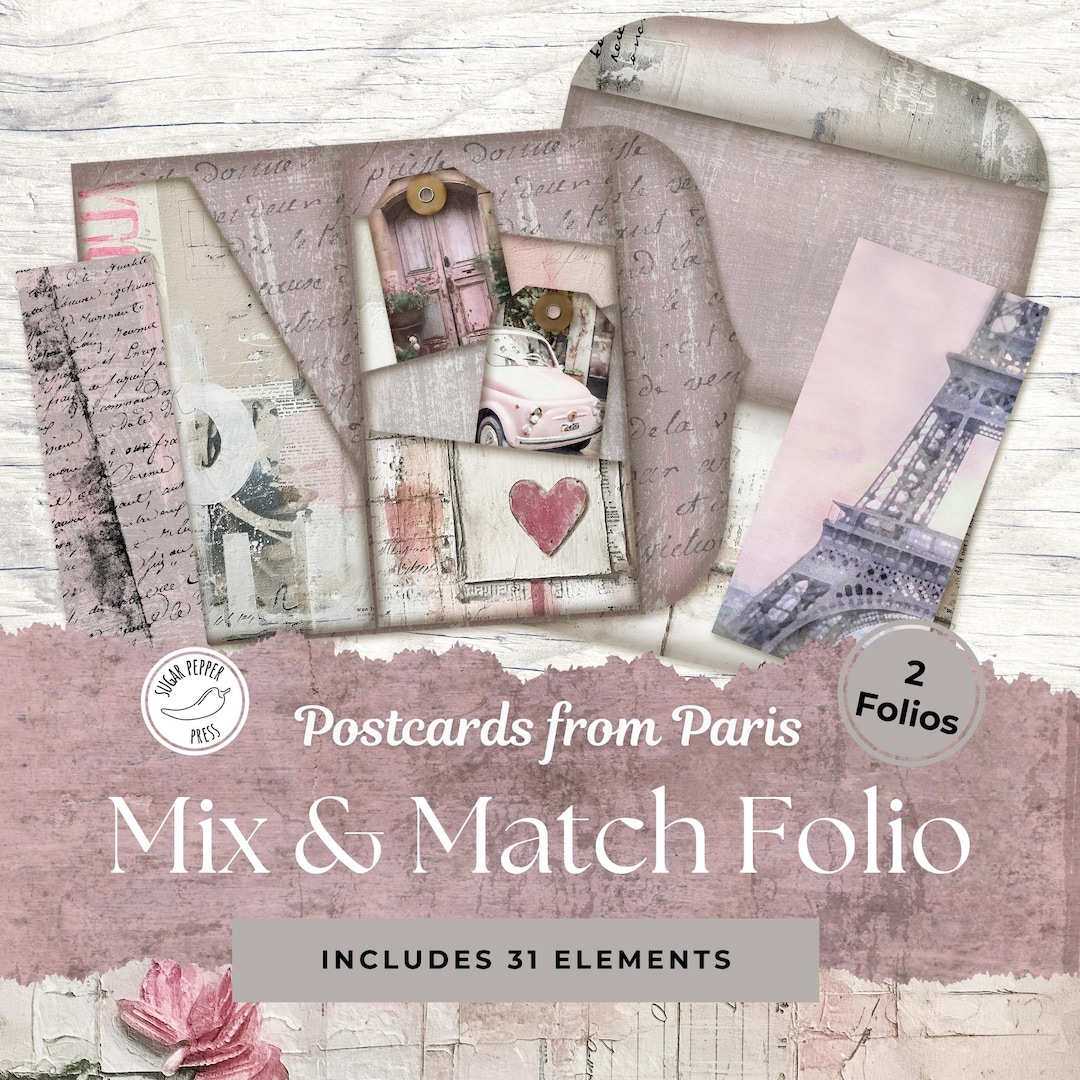 Paris Folio Kit | Romantic Ephemera, Shabby Chic Junk Journal (digital ...