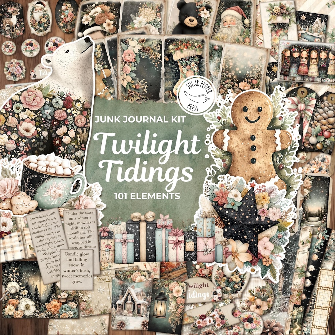 Moody Christmas Junk Journal Kit, Gothic Ephemera (digital Download ...